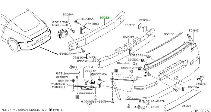 Genuine Nissan 350Z (03-09) Rear Bumper Reinforcement Bumper Bar